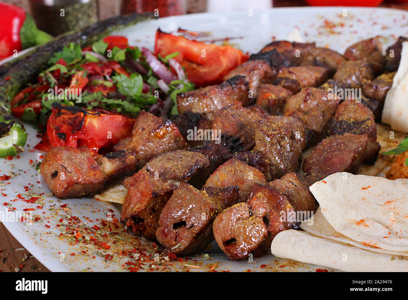 Fresh and grilled liver with freshly and onion Stock Photo - Alamy