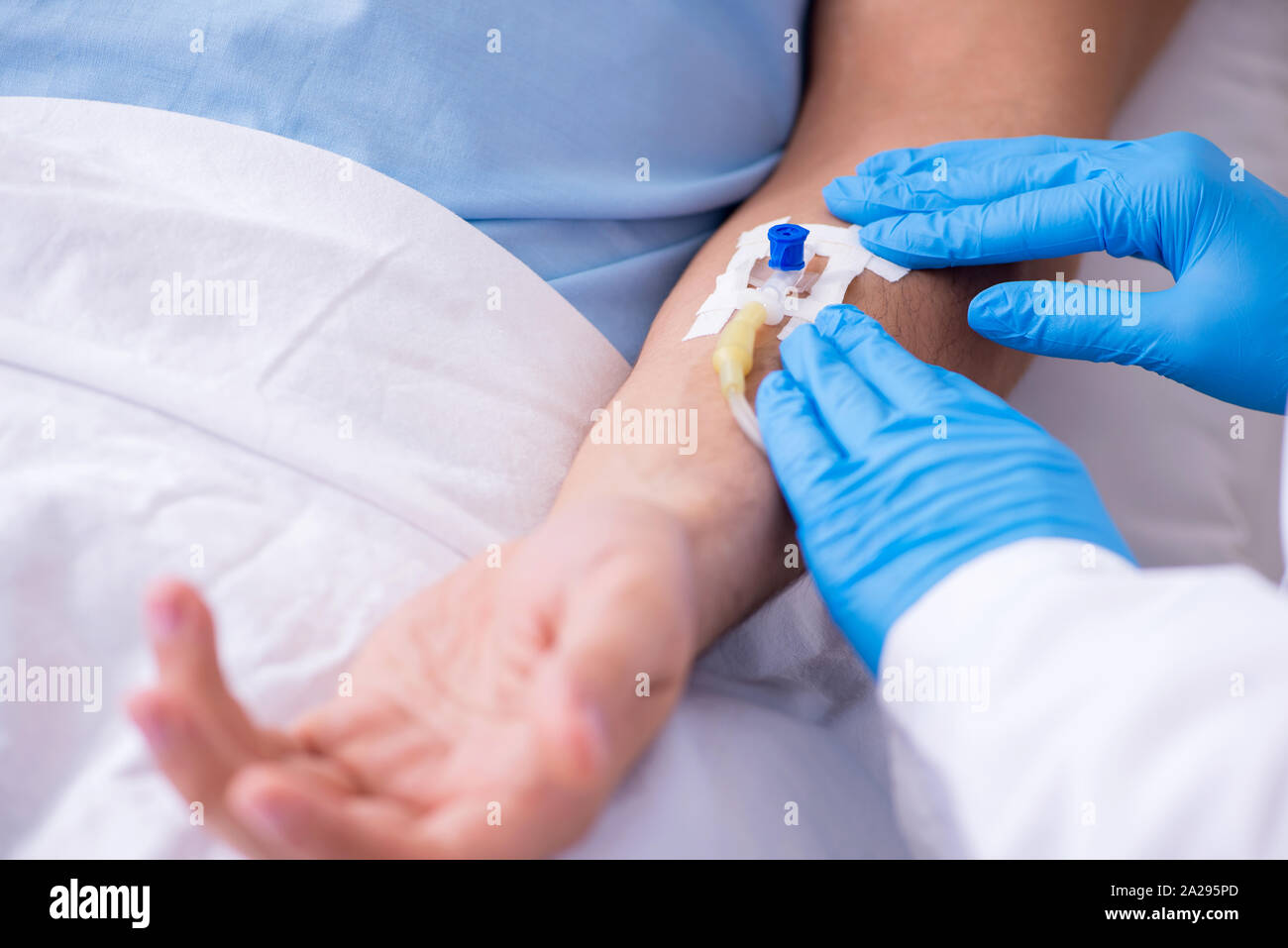 The male patient in blood transfusion concept Stock Photo - Alamy