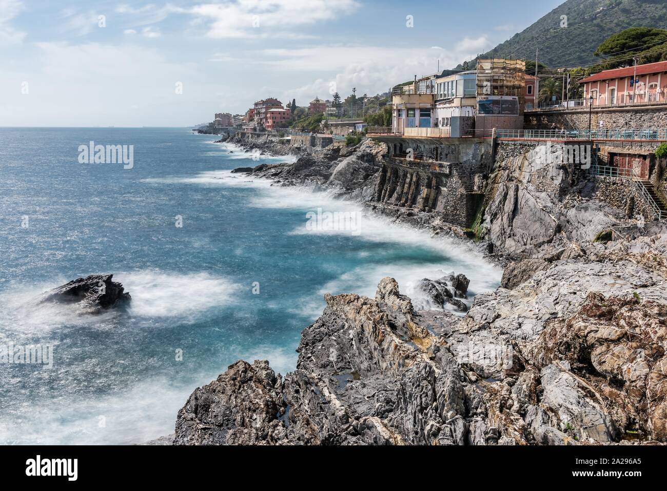 The cliffs of Nervi, village of Genoa on the italian riviera Stock ...