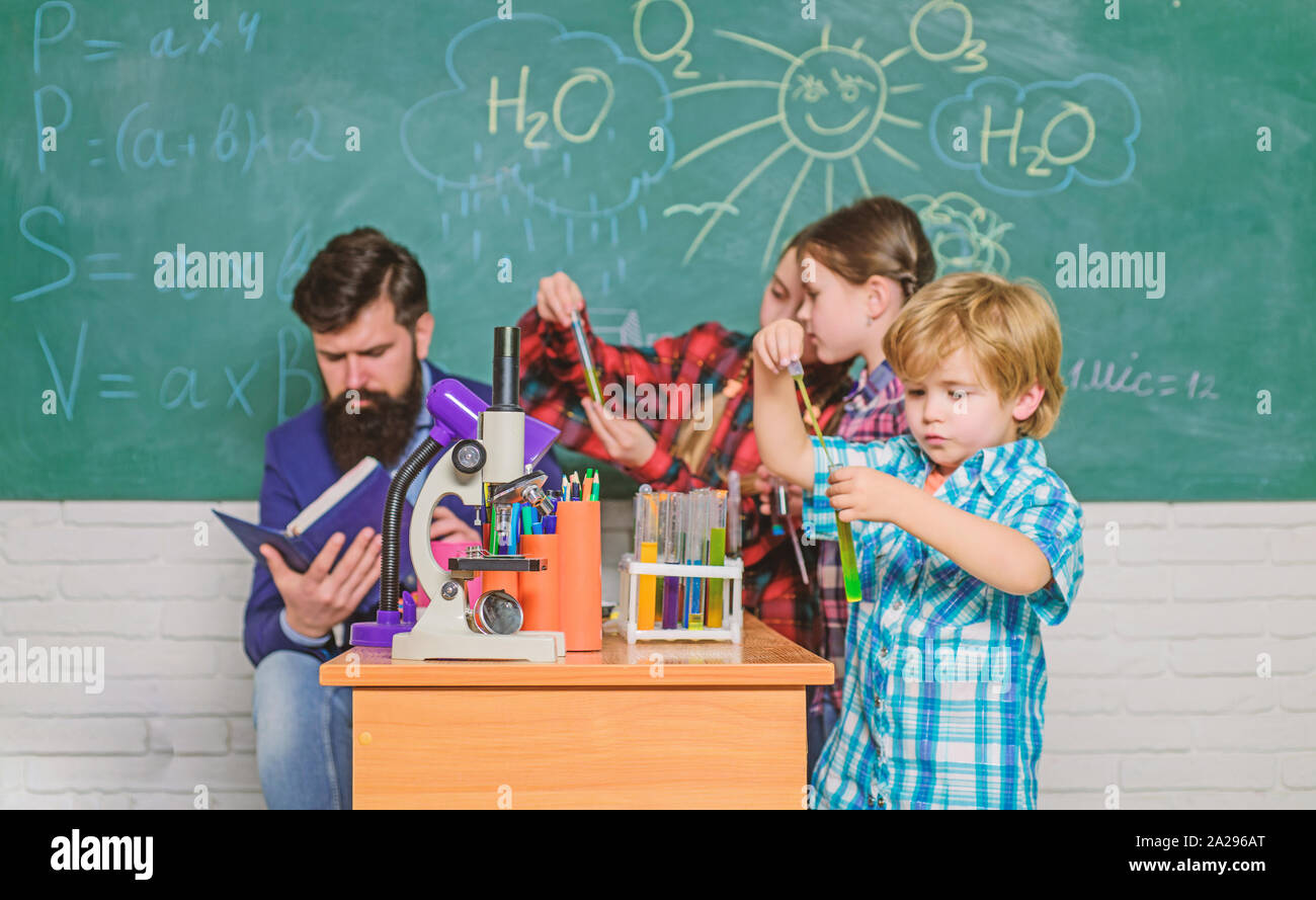 Experimenting together. Supportive environment explore STEM. Practical ...