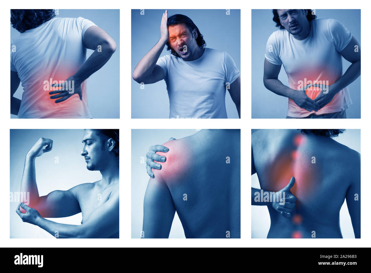 Collage of man suffering from acute pain hi-res stock photography and ...