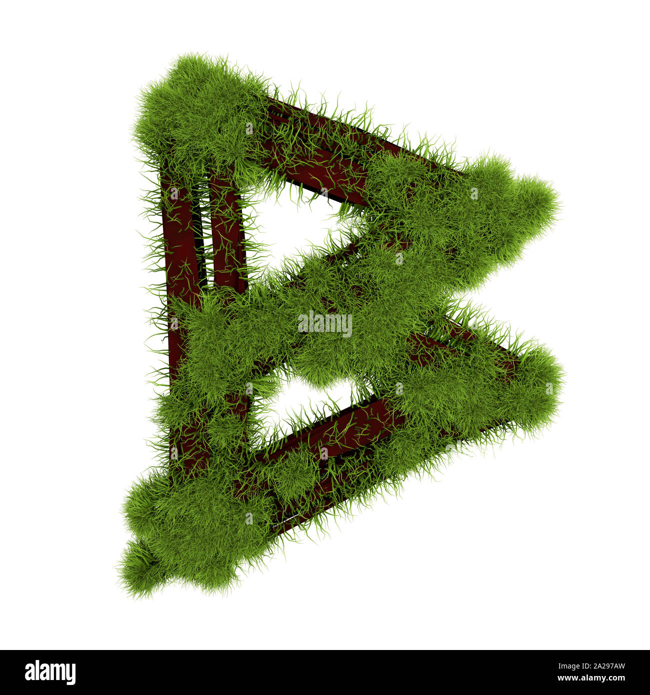 Grass letter B isolated on white background. Symbol covered green grass ...