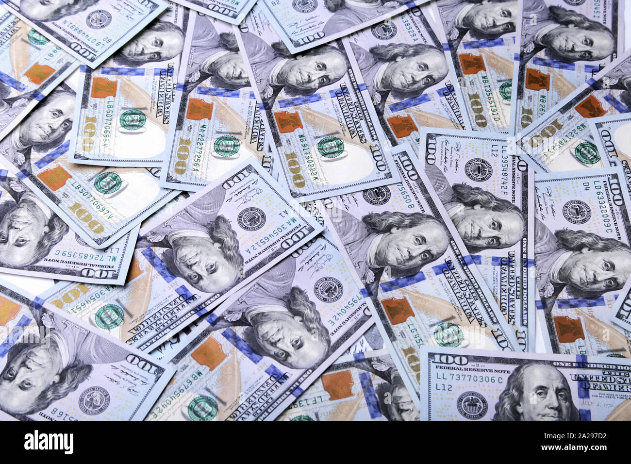 A pile of dollar bills. Background from american money one hundred ...