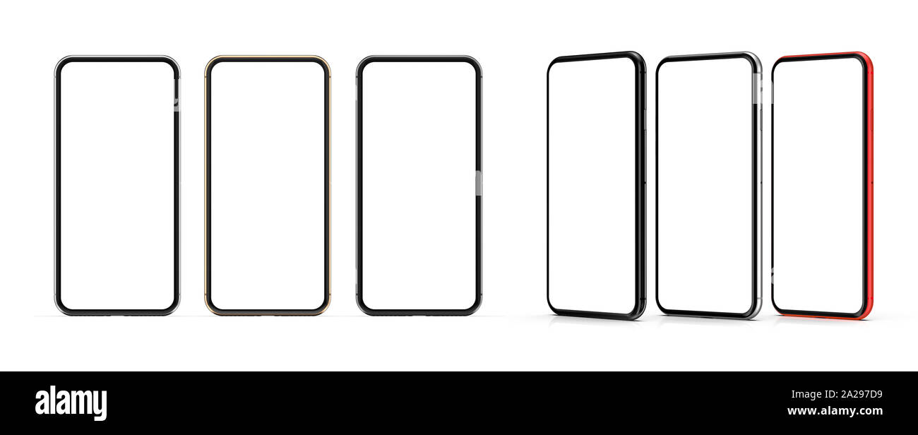 Smartphones design, template, isolated on white. Mockup Stock Photo - Alamy