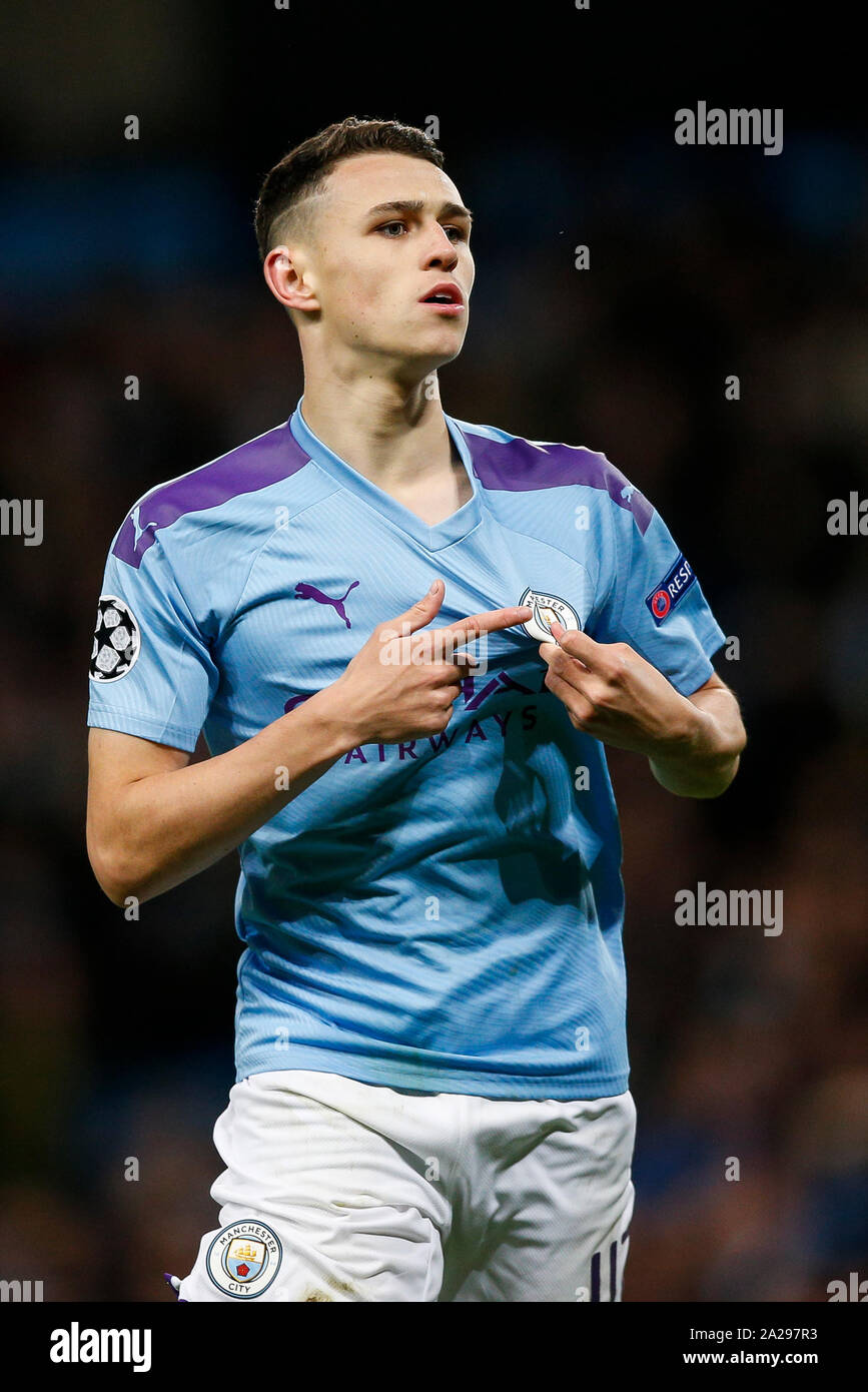 Manchester, UK. 01st Oct, 2019. Phil Foden of Manchester City ...