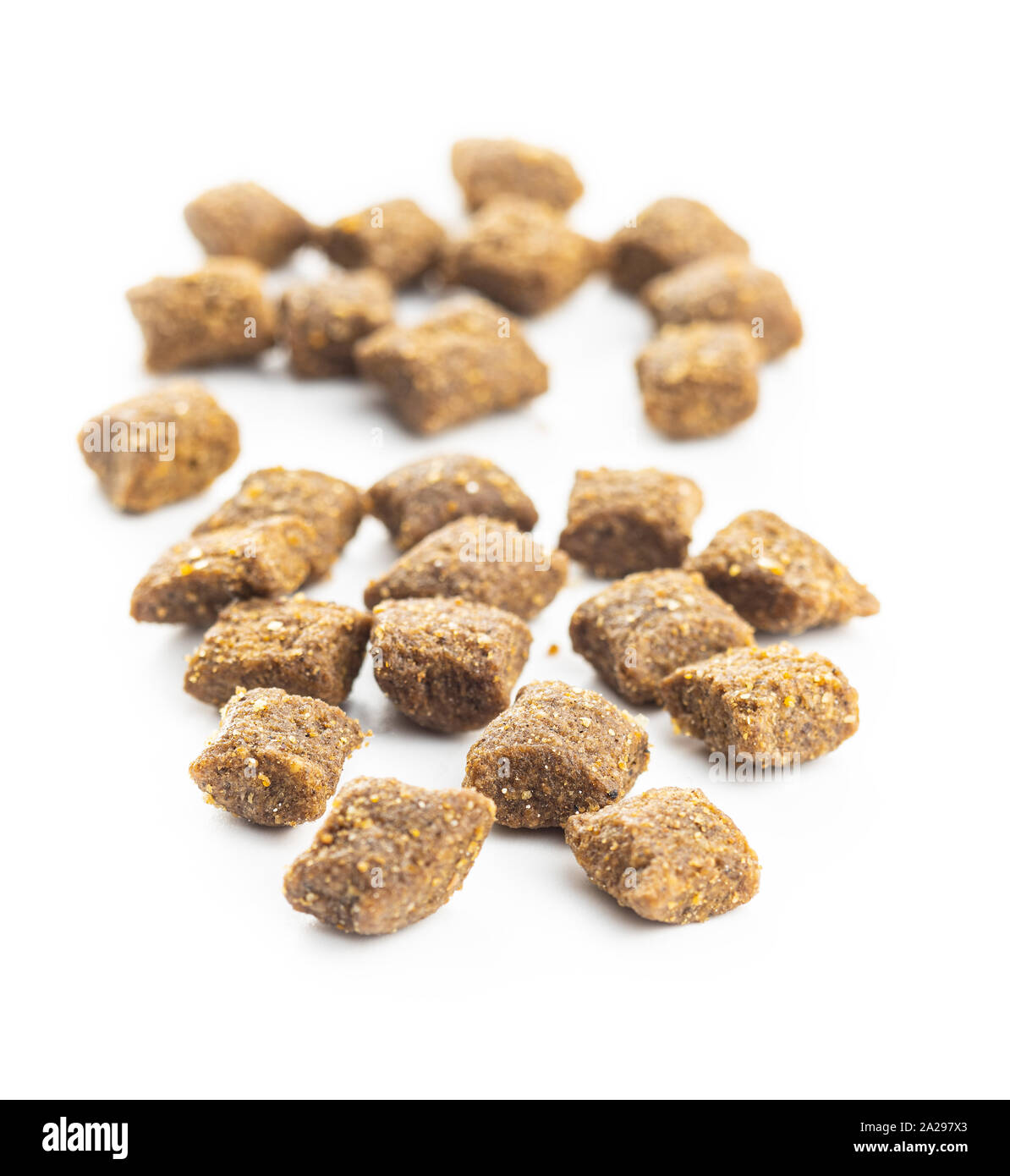 Dry kibble pet food. Kibble for dog or cat isolated on white background ...
