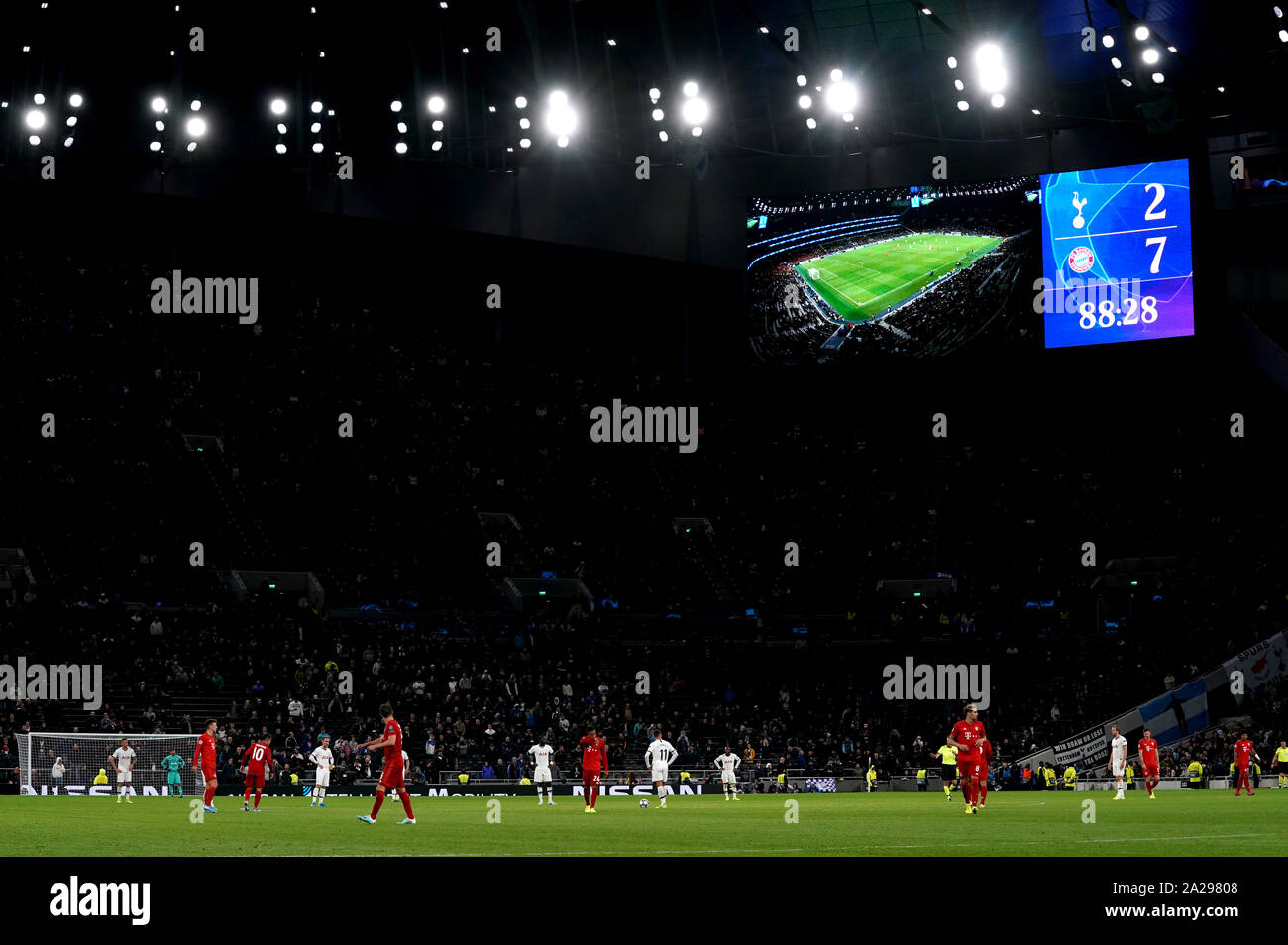 A general view of the scoreboard during the UEFA Champions League match ...