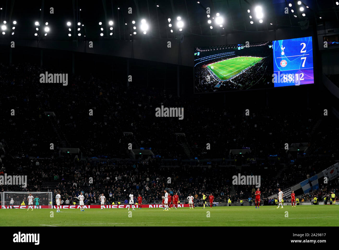 A general view of the scoreboard during the UEFA Champions League match ...