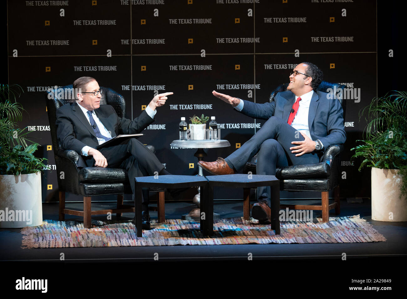 U.S. Rep. Will Hurd, right, speaks with Texas Tribune CEO Evan Smith at ...