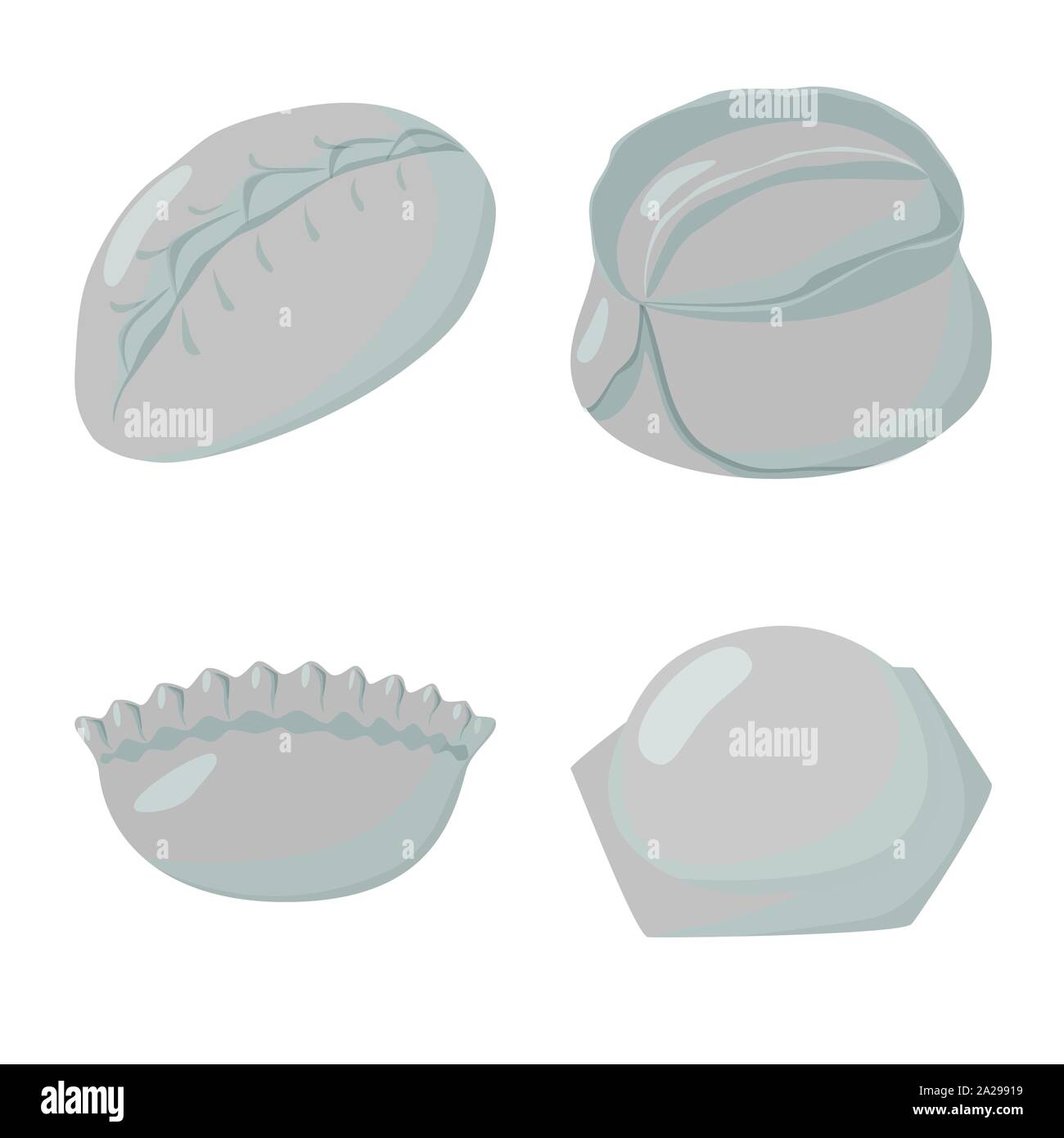 Vector illustration of dumplings and stuffed sign. Collection of ...