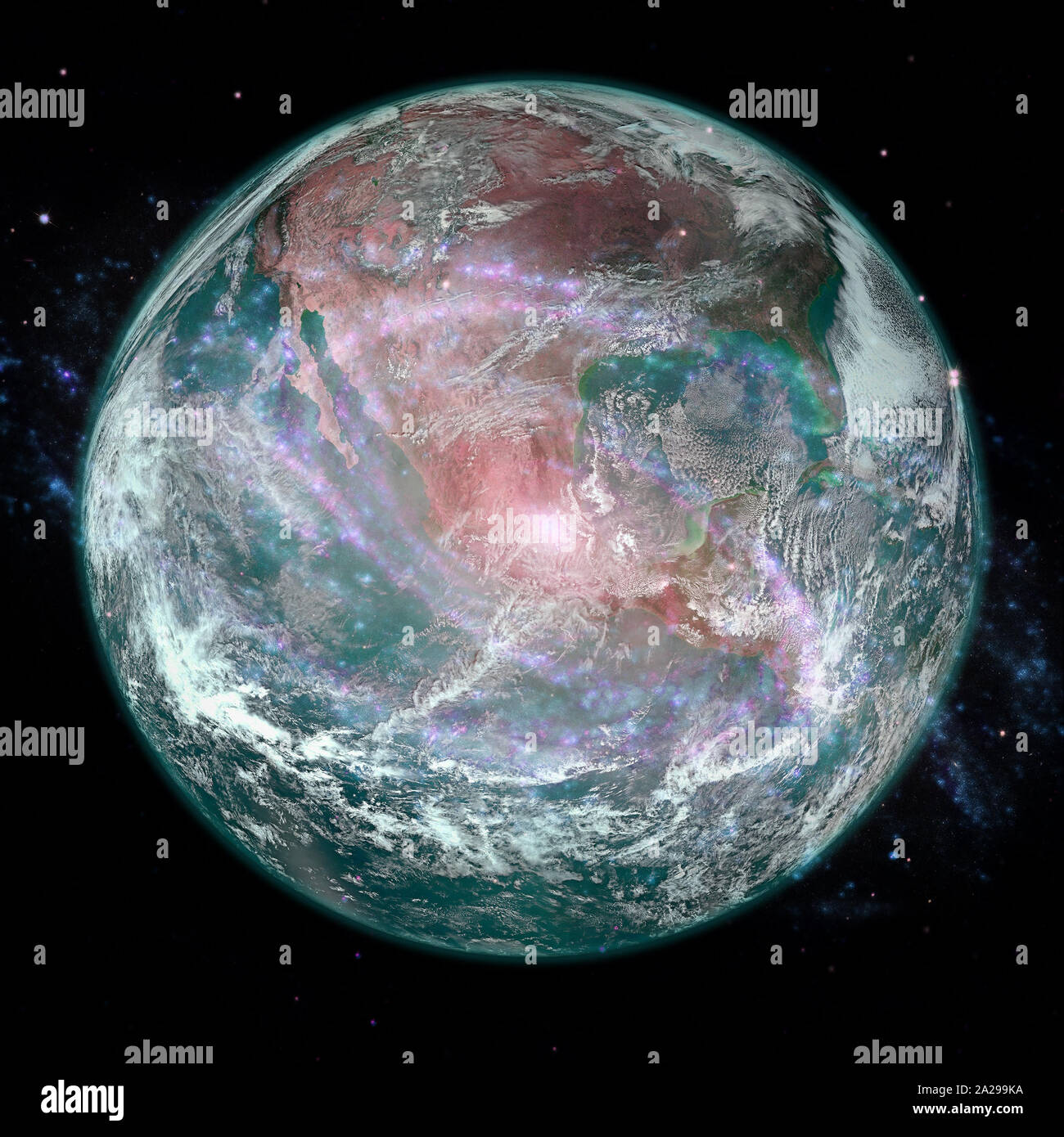 Planet Earth in deep space, cosmic landscape. Elements of this image ...