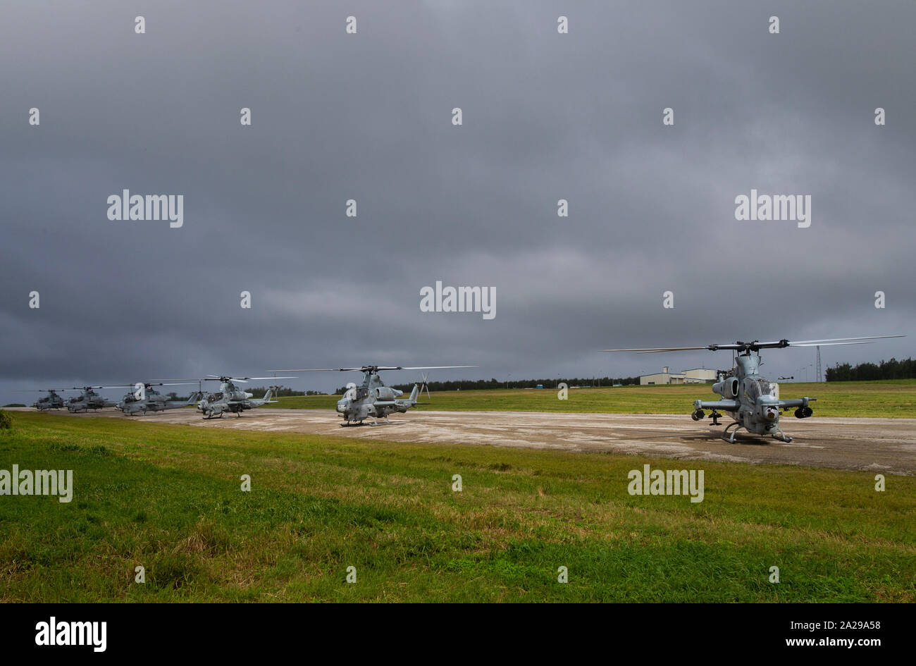 Six AH-1Z Cobras and six UH-1Y helicopters with Marine Light Attack ...