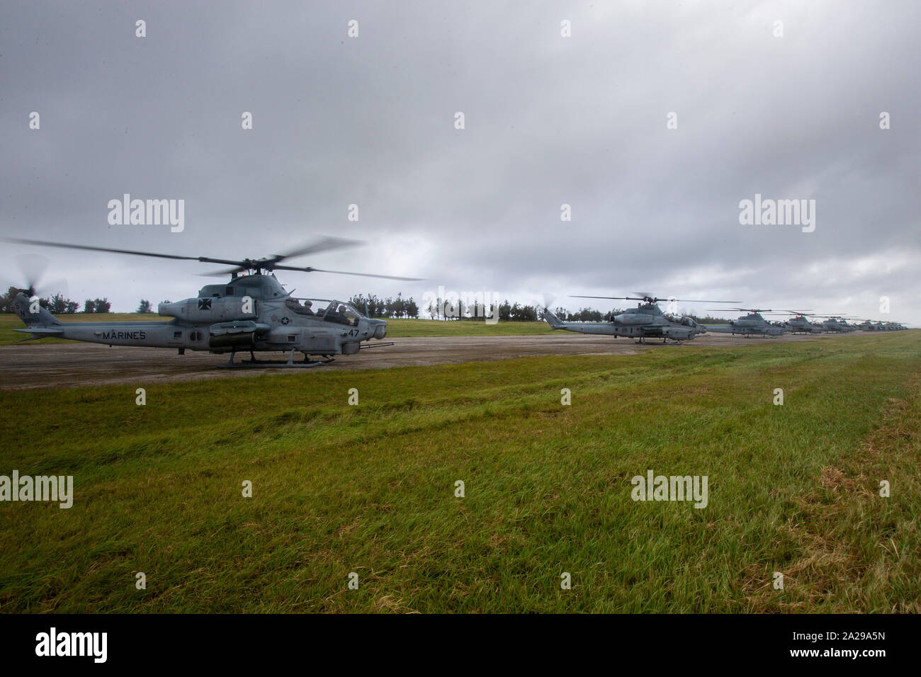 Six AH-1Z Cobras and six UH-1Y helicopters with Marine Light Attack ...