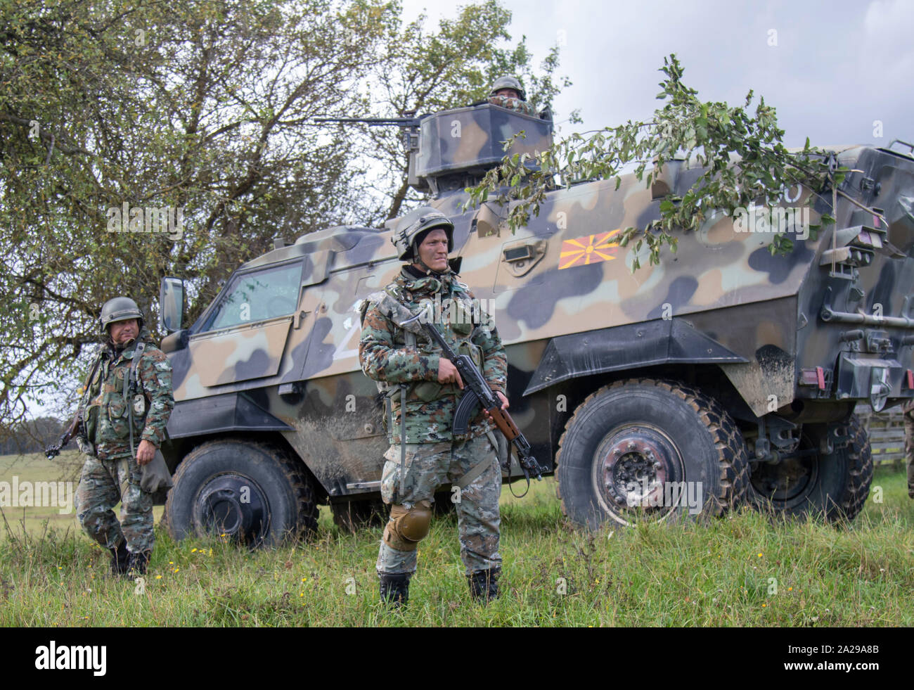 North Macedonian soldiers pull security as part of an exercise during ...