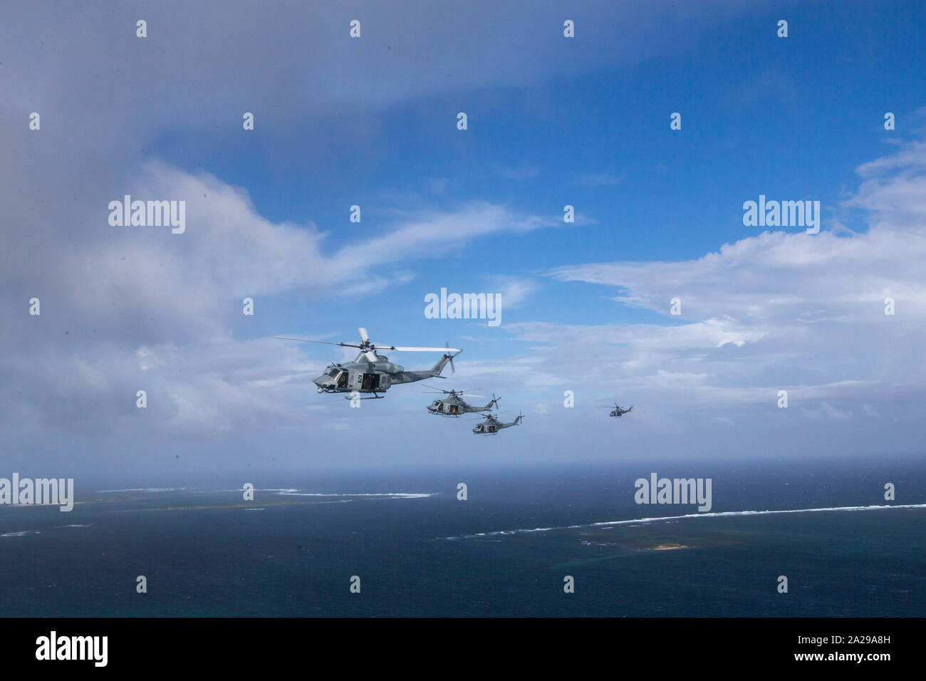 Six AH-1Z Cobras and six UH-1Y helicopters with Marine Light Attack ...