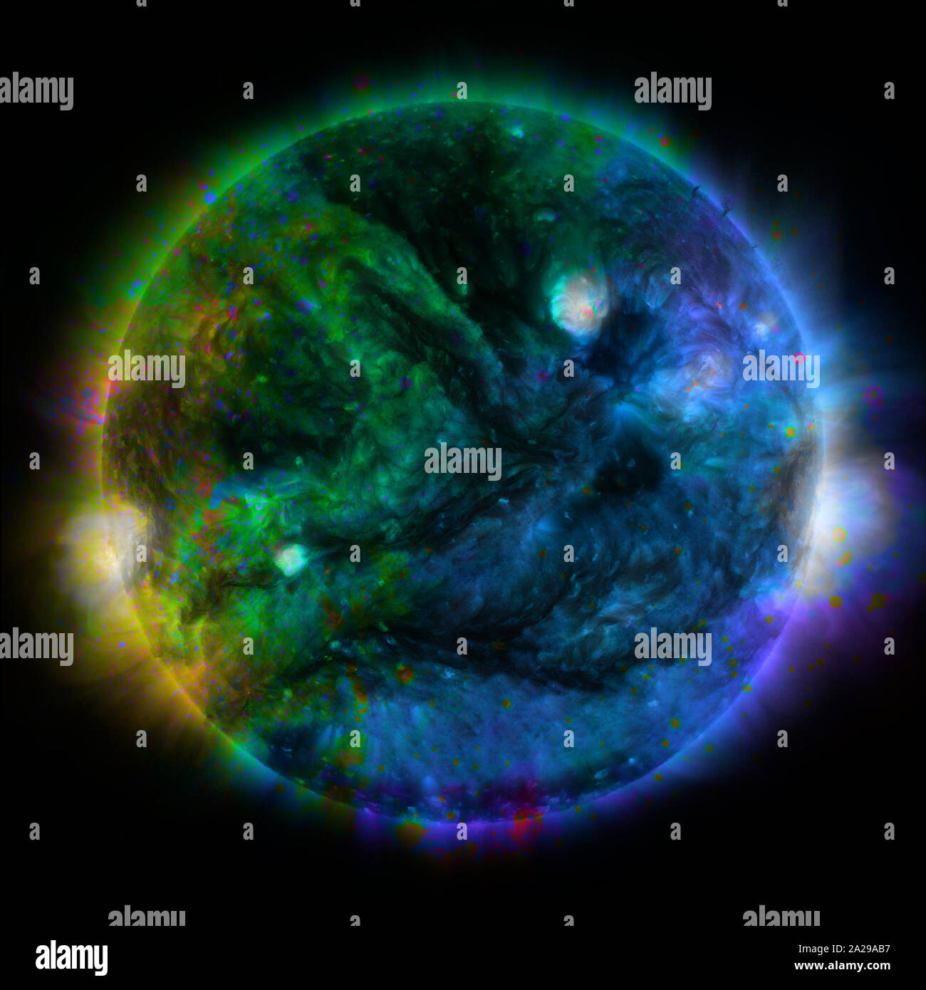 Extremely hot star. Flaring of Sun. Beauty of endless universe ...