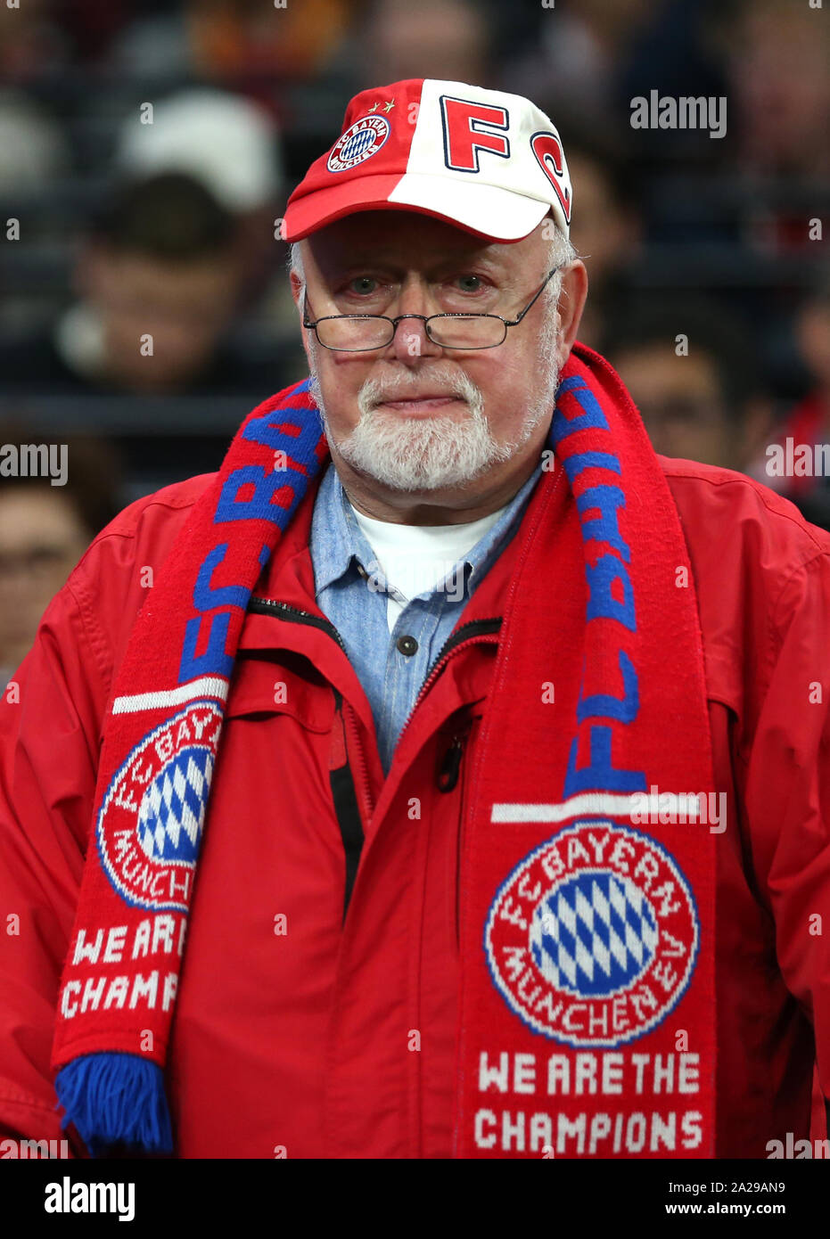 A Bayern Munich fan in the stands during the UEFA Champions League ...