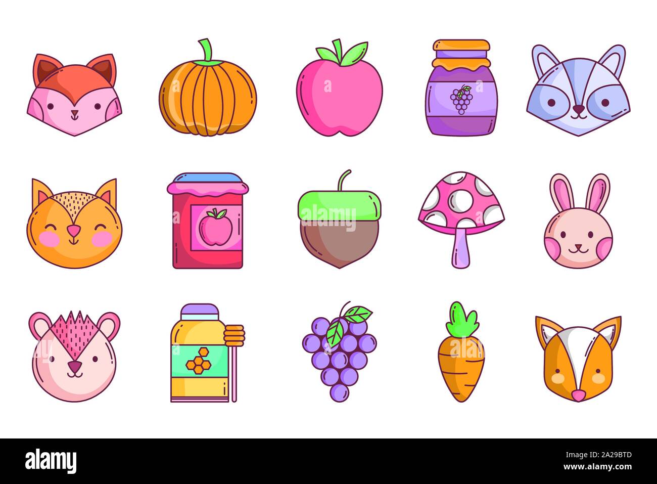 hello autumn design icons collection vector illustration Stock Vector ...