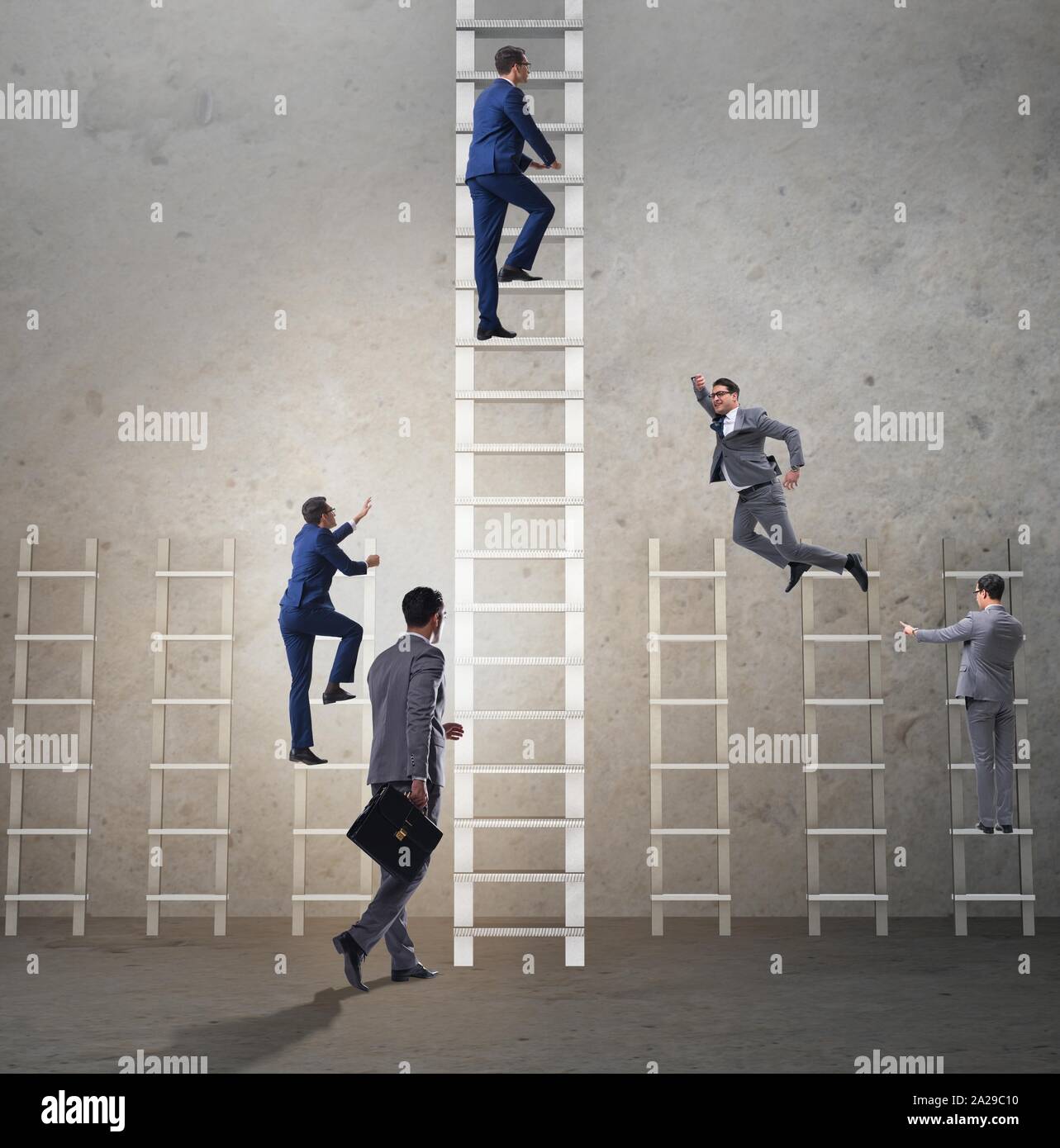 The competition concept with businessman beating competitors Stock ...