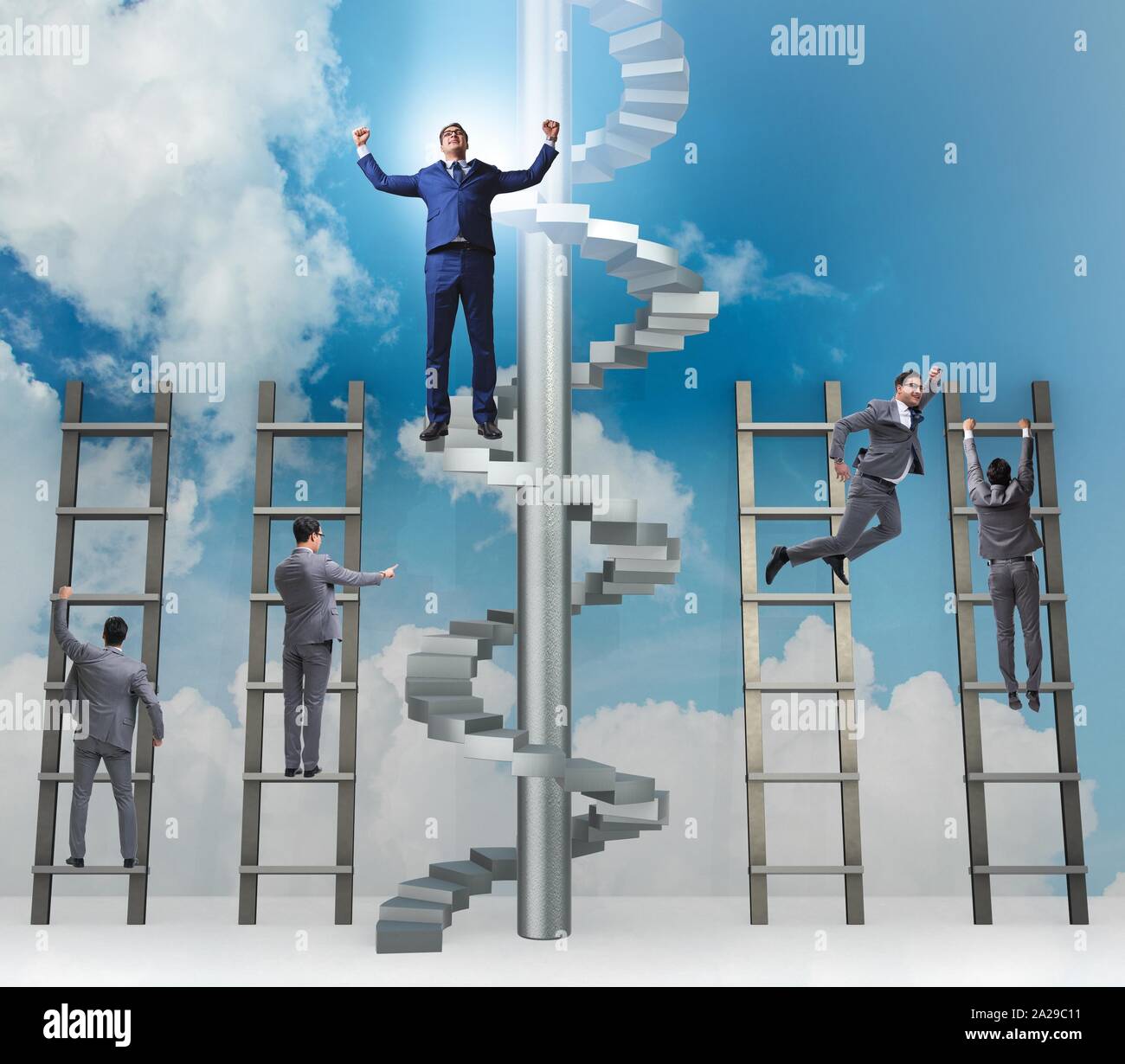 The competition concept with businessman beating competitors Stock ...