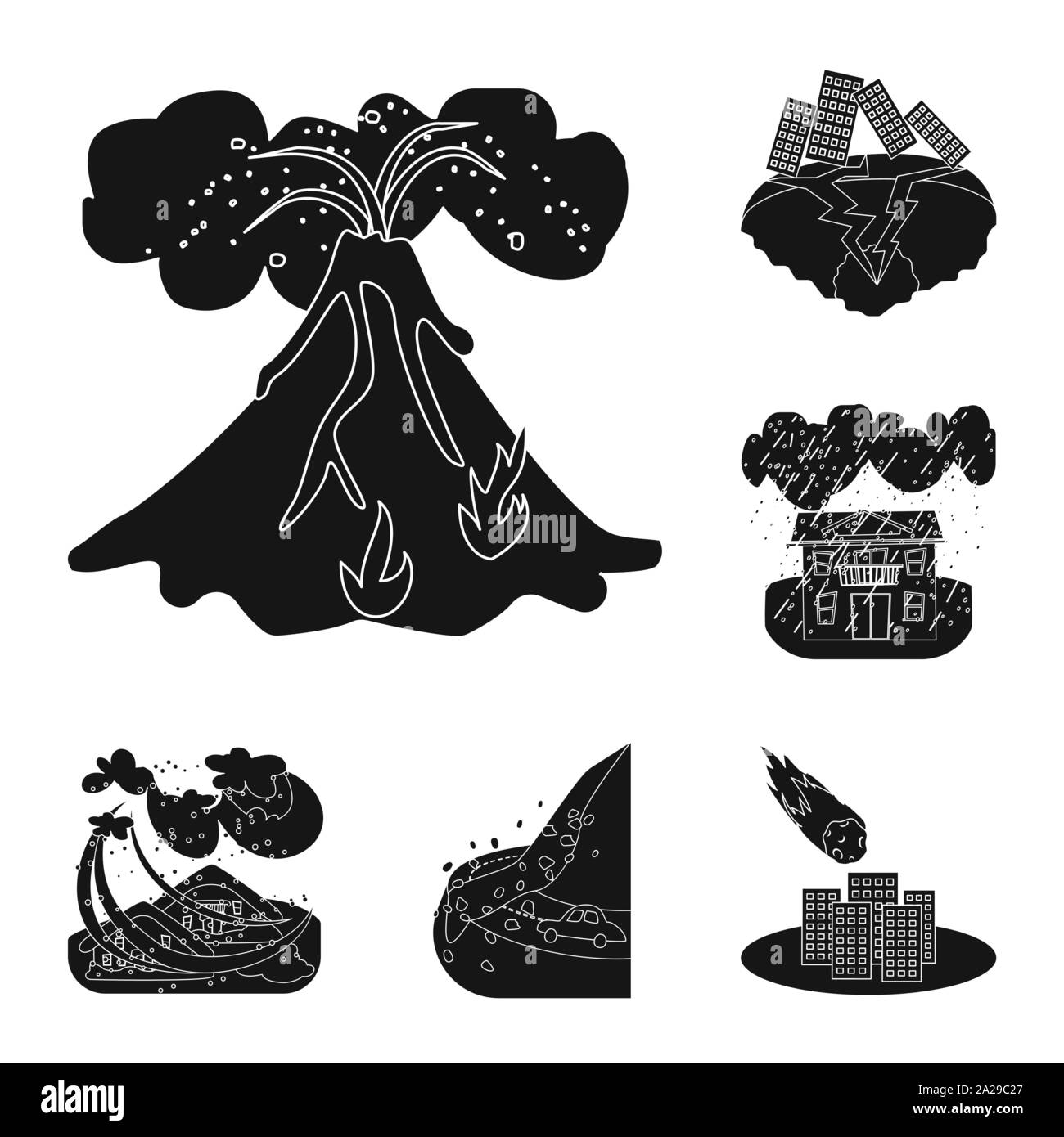 Vector illustration of calamity and crash sign. Collection of calamity ...