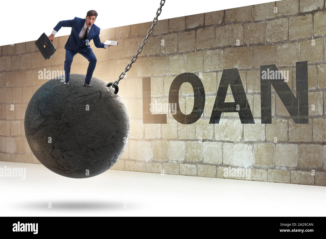 The debt and loan concept with businessman Stock Photo - Alamy
