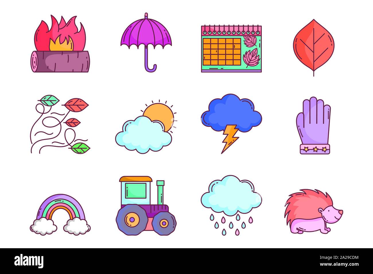 hello autumn design icons collection vector illustration Stock Vector ...