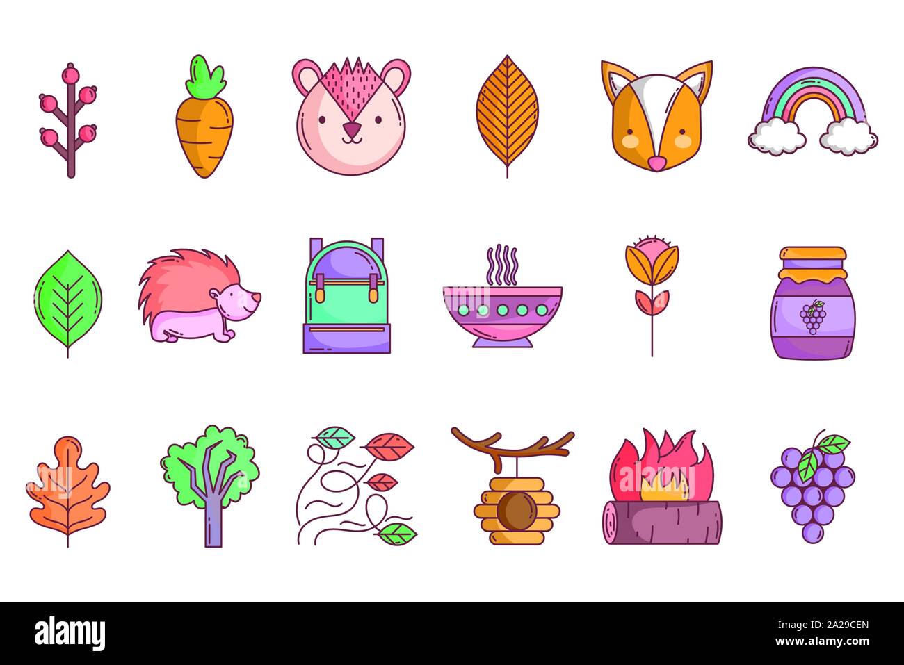 hello autumn design icons collection vector illustration Stock Vector ...