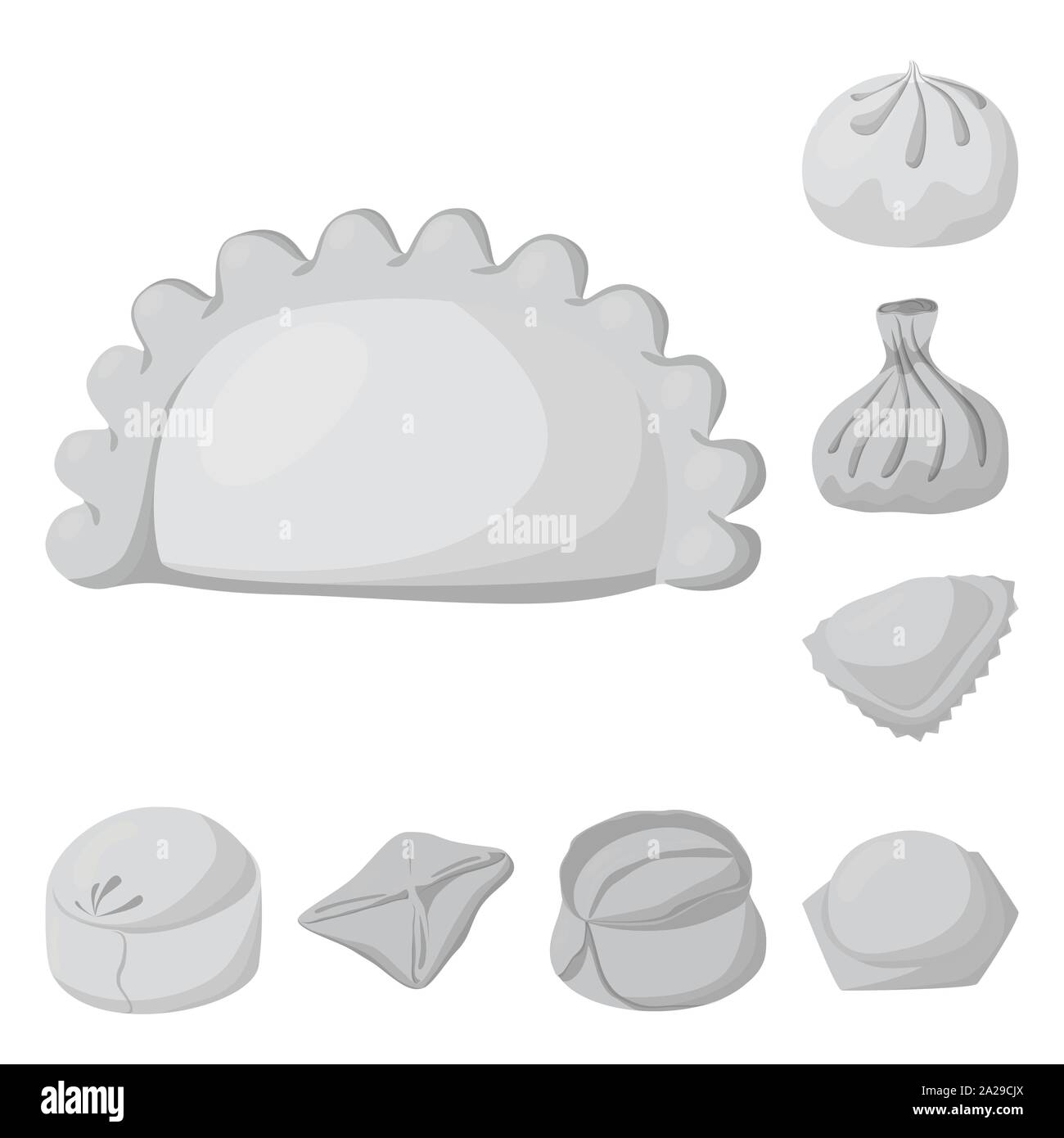 Vector illustration of dumplings and stuffed sign. Set of dumplings and ...