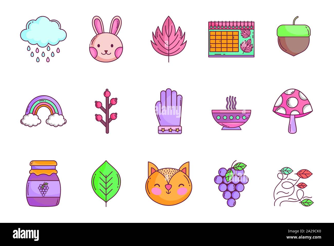 hello autumn design icons collection vector illustration Stock Vector ...