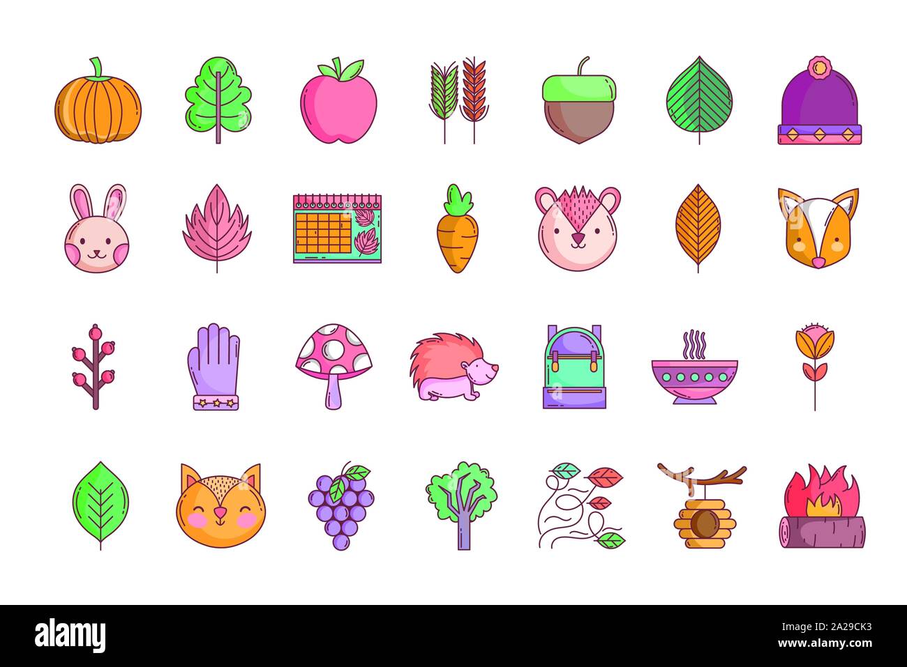 hello autumn design icons collection vector illustration Stock Vector ...