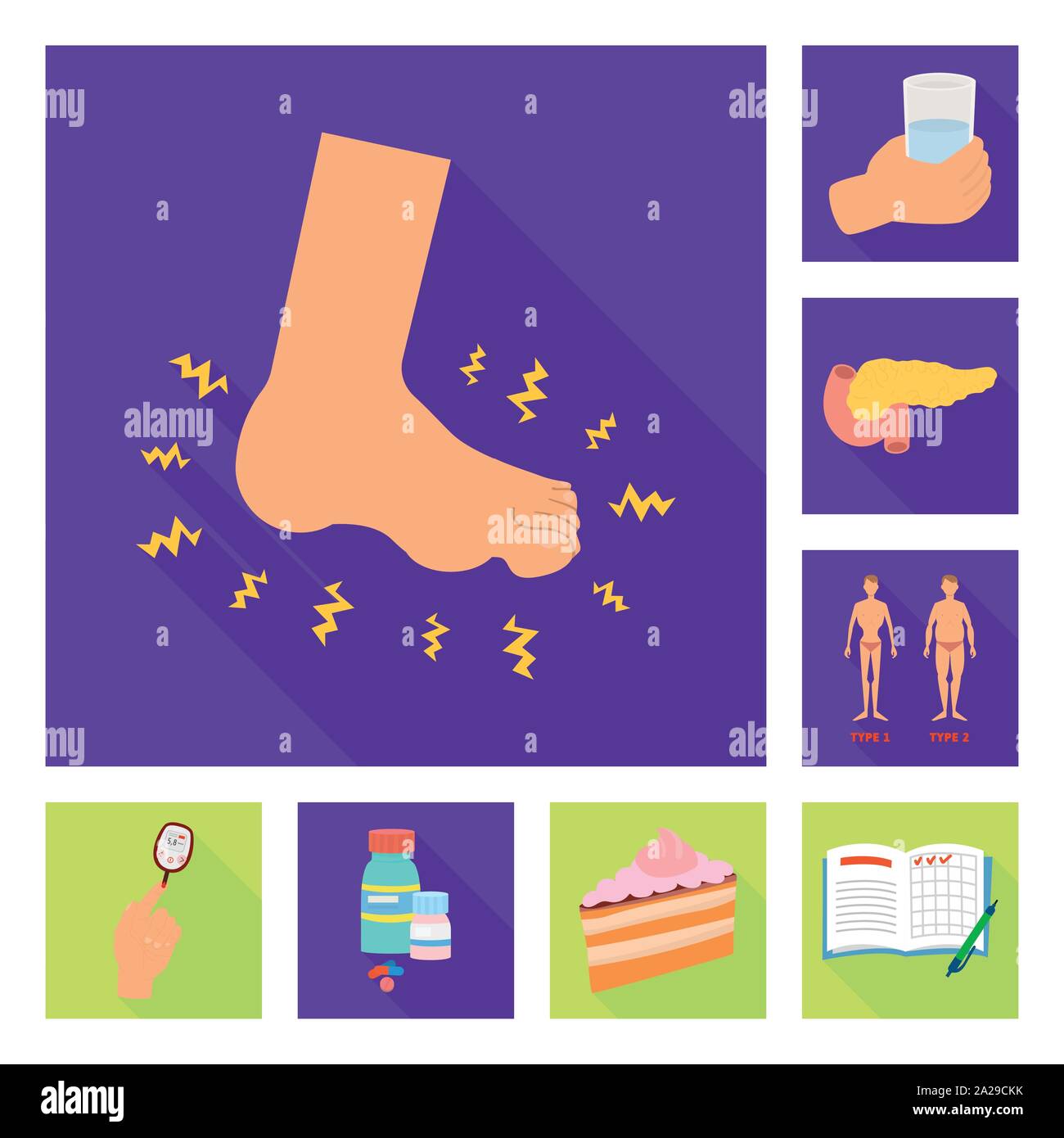 Vector design of symptom and disease sign. Set of symptom and treatment ...