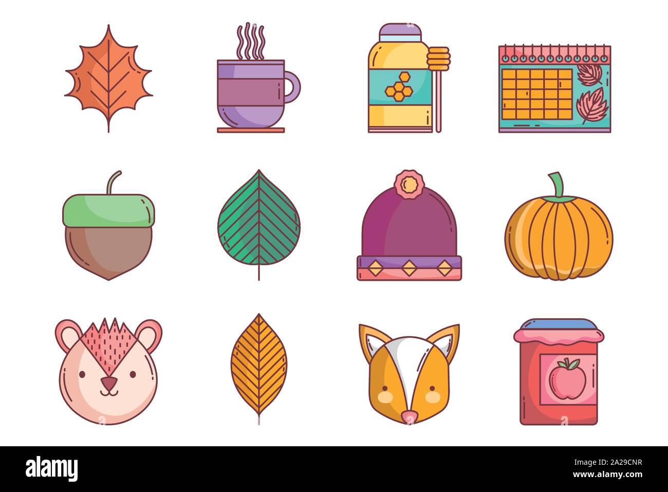 hello autumn design icons collection vector illustration Stock Vector ...