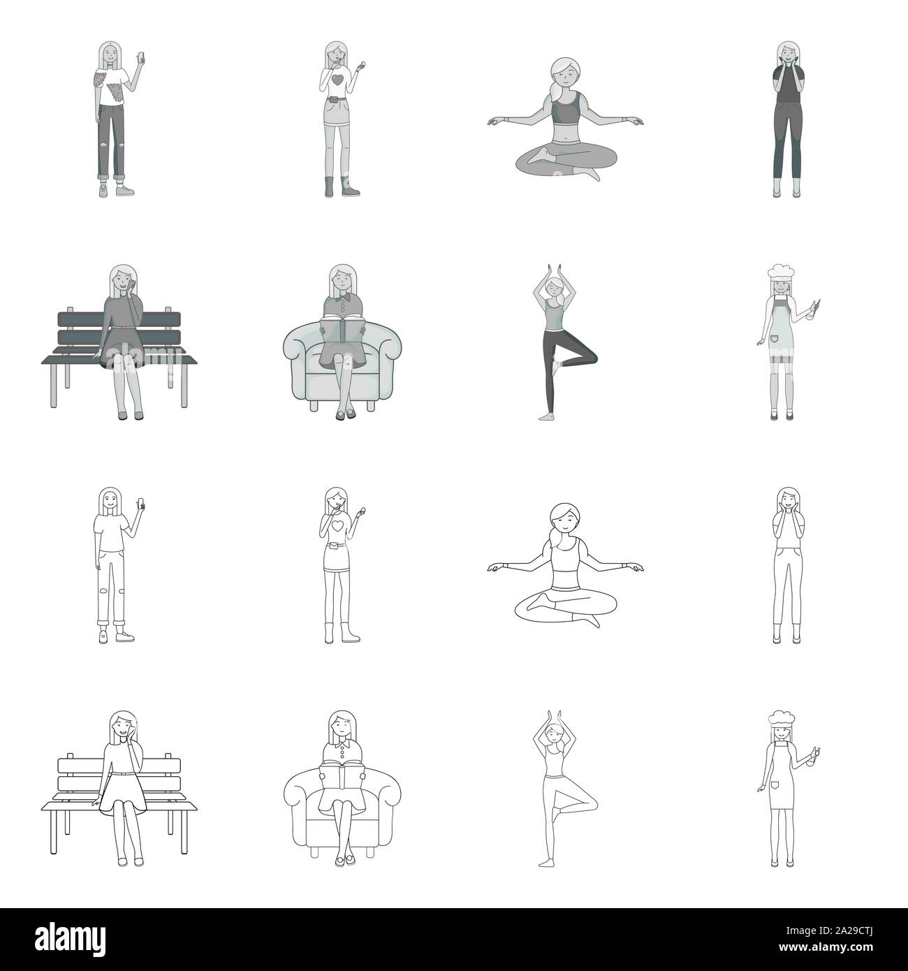 Vector design of posture and mood symbol. Collection of posture and ...