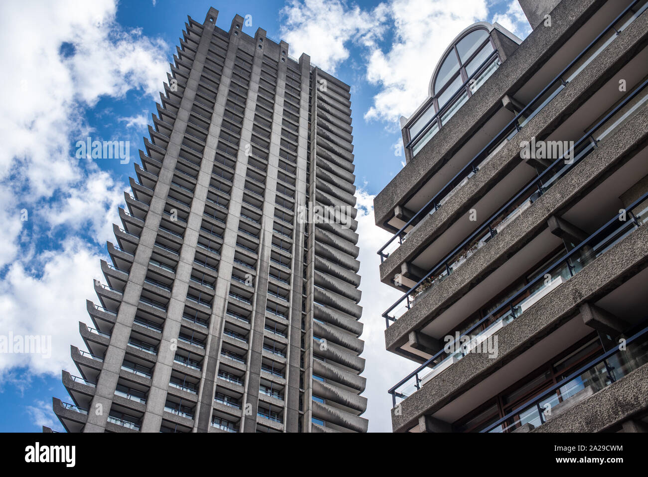London, UK - August 2019: The Barbican Centre Exterior brutalist ...