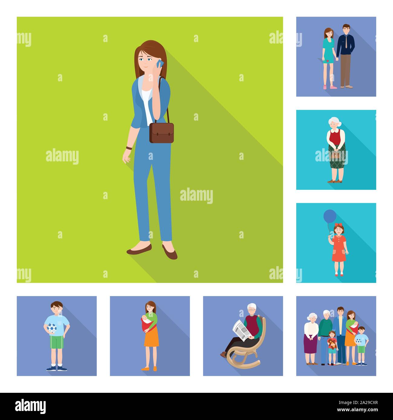 Vector illustration of generation and happy sign. Set of generation and ...