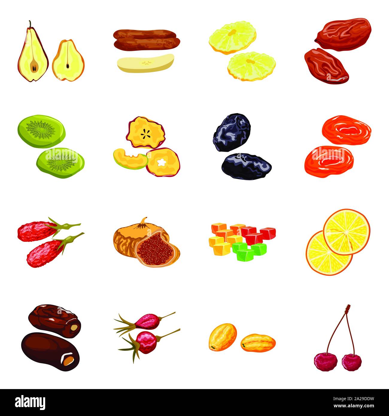 Isolated object of fruit and dried icon. Set of fruit and food stock ...