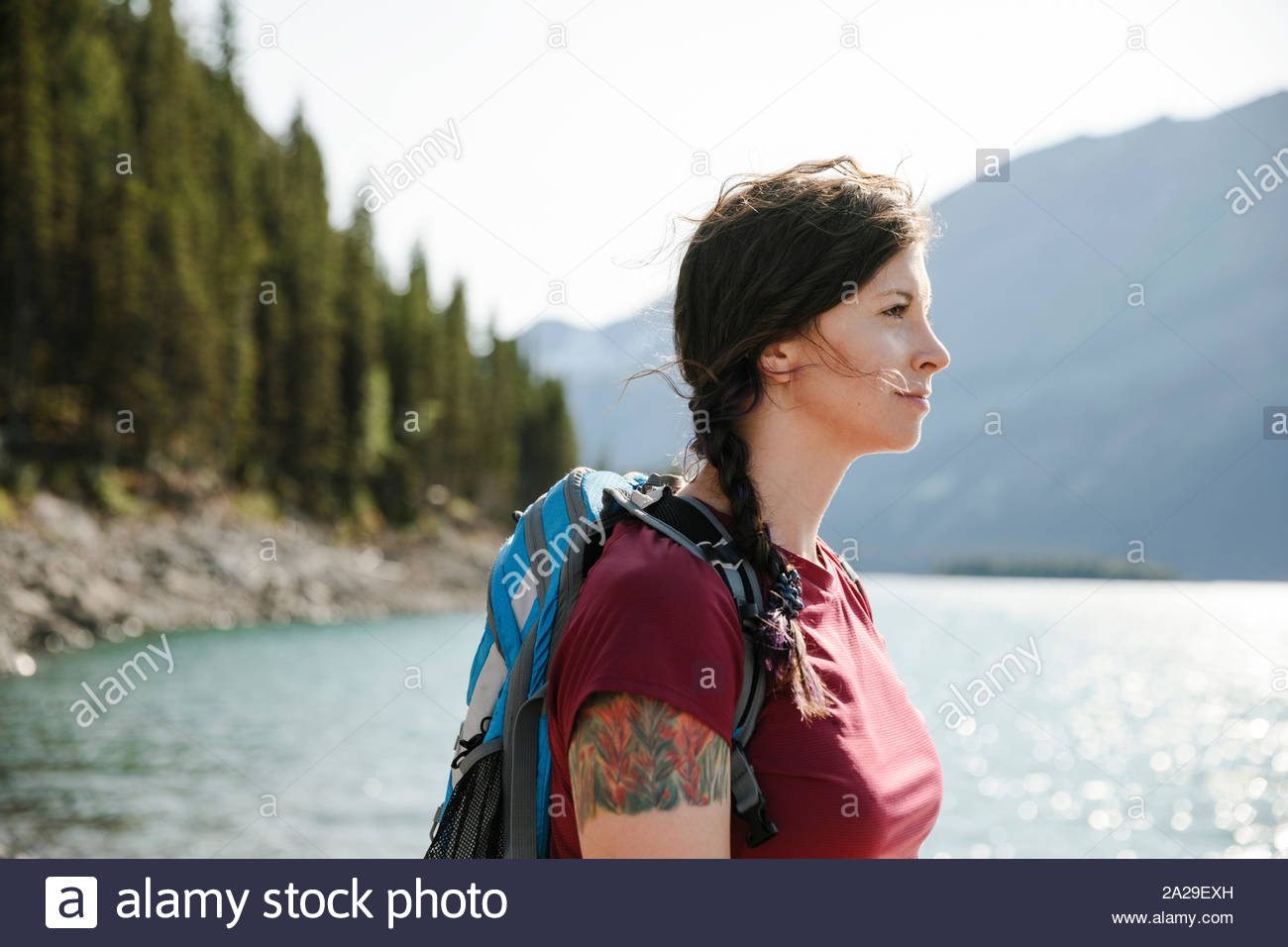 Woman hiker profile hi-res stock photography and images - Alamy