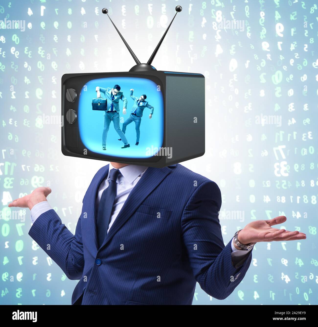 The man with television head in tv addiction concept Stock Photo - Alamy