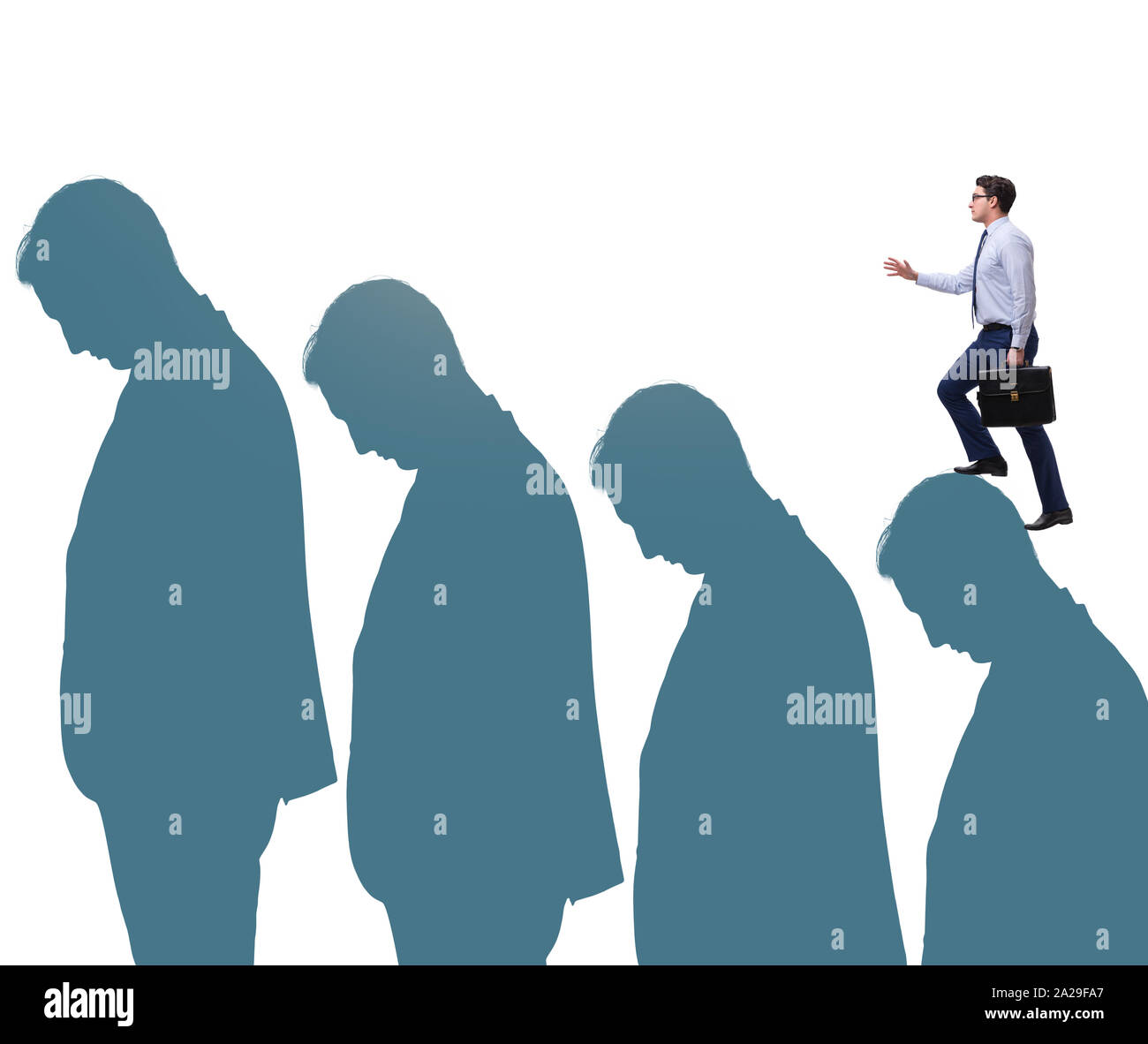 The business people climbing career ladder in business concept Stock ...