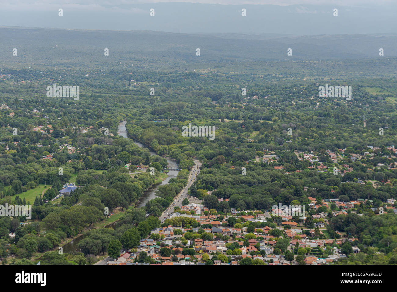 Aerial view of Valley of Calamuchita, Córdoba, Argentina Stock Photo ...