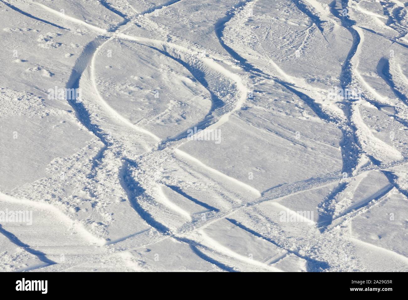 Ski Slope with Fresh Curves Stock Photo - Alamy