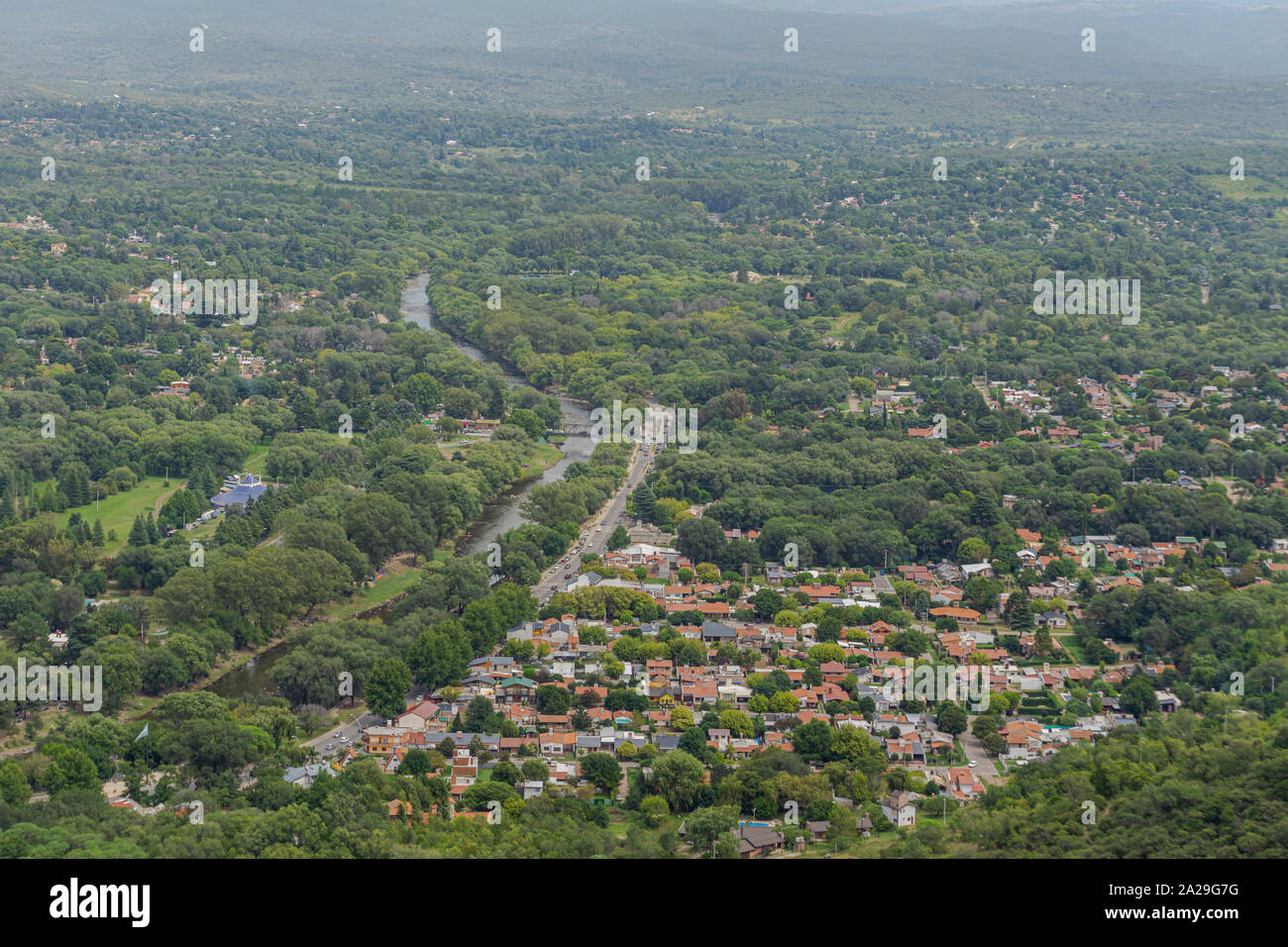 Aerial view of Valley of Calamuchita, Córdoba, Argentina Stock Photo ...