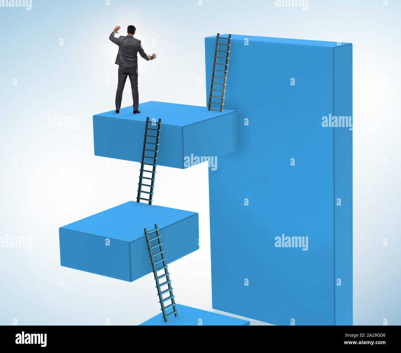 The businessman climbing blocks in career ladder business concept Stock ...