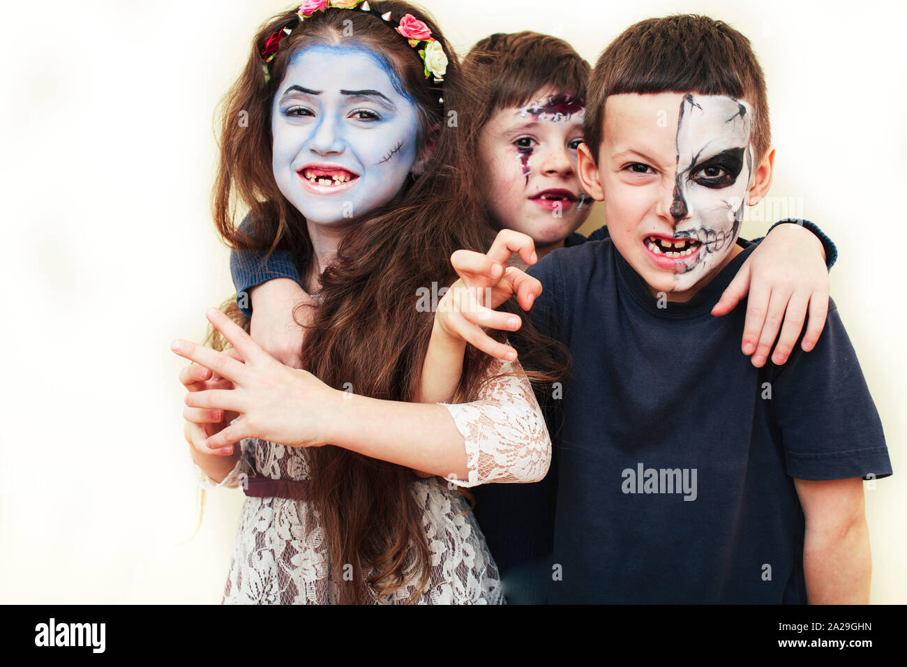 zombie apocalypse kids concept. Birthday party celebration facepaint on ...