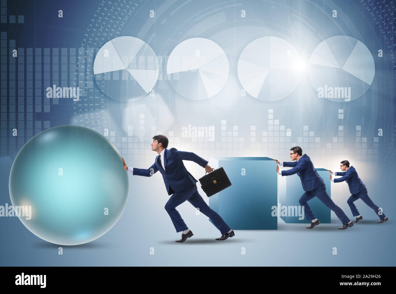 The businessman in competition rivalry concept beating rivals Stock ...