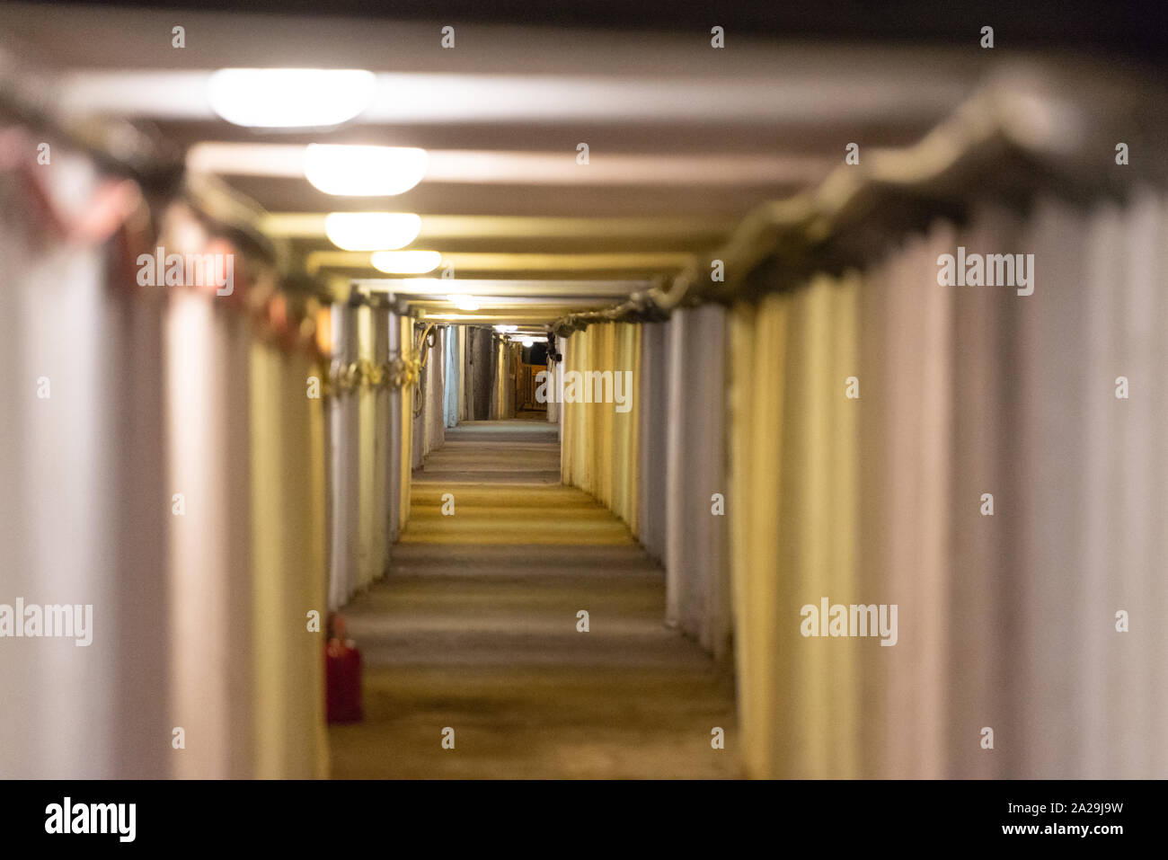 Salt caves near Krakow. Underground corridor with support beams Stock ...