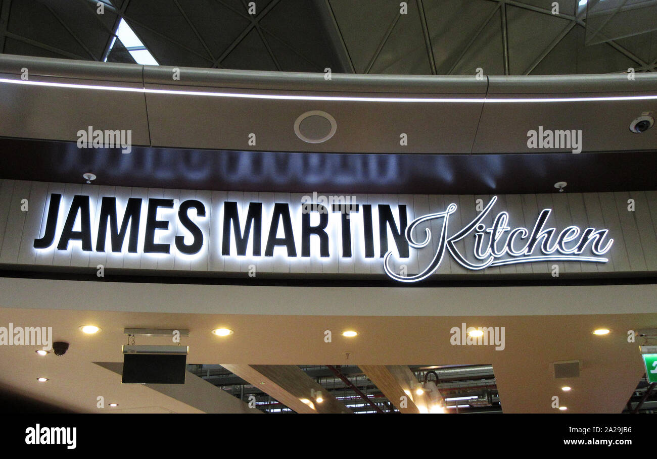 James Martin Kitchen signage and logo seen at their restaurant in ...
