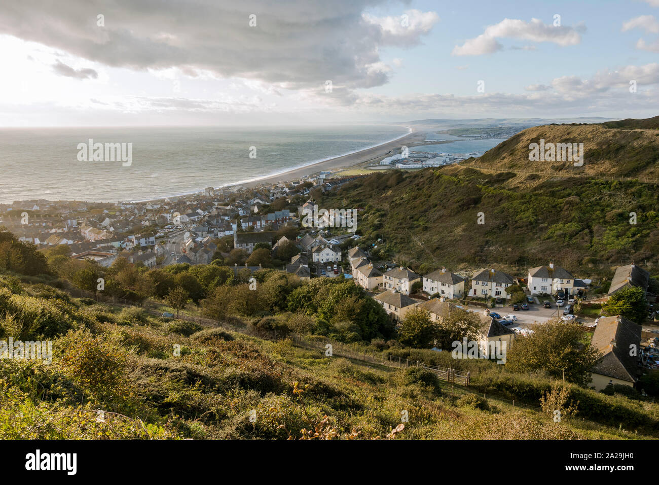 Portland Dorset, View of the village of Fortuneswell on the isle of ...