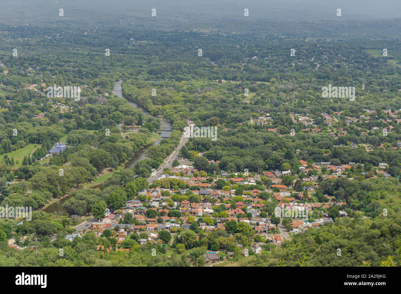 Aerial view of Valley of Calamuchita, Córdoba, Argentina Stock Photo ...